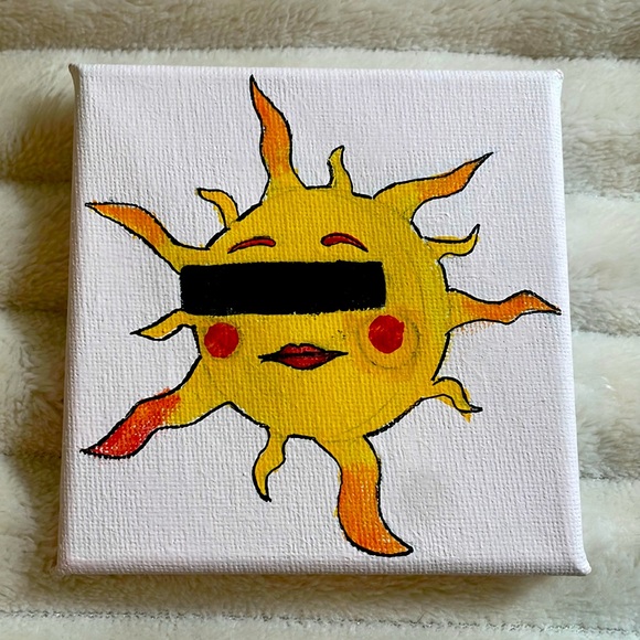 Art | Sun Painting With Eyes Crossed Out | Poshmark
